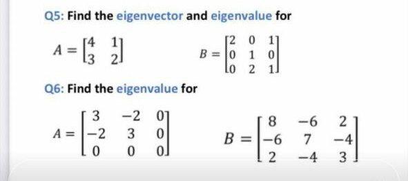 Solved Q5: Find the eigenvector and eigenvalue for 12 0 1] | Chegg.com