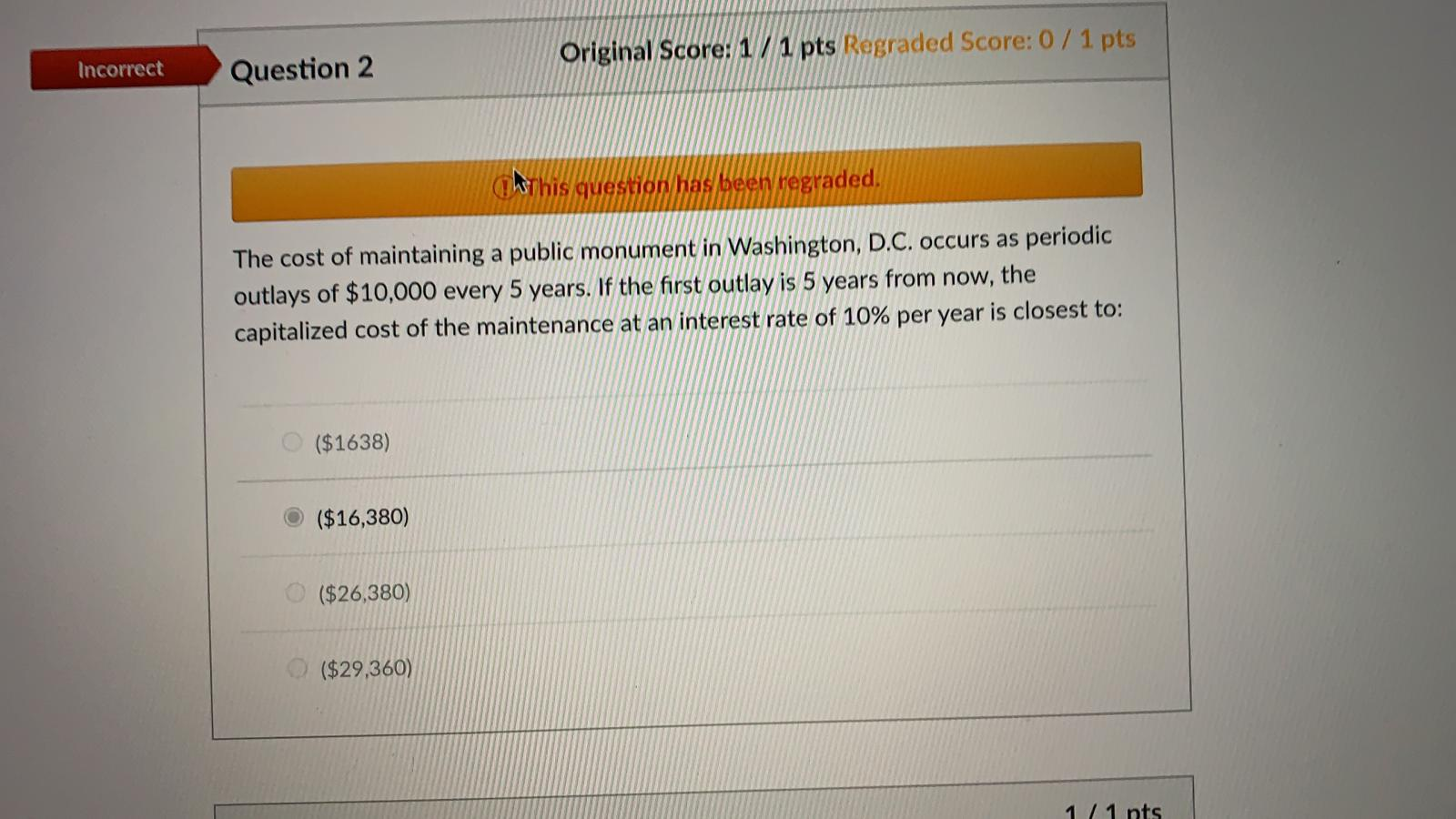 Solved Original Score: 1 / 1 pts Regraded Score: 0/1 pts | Chegg.com