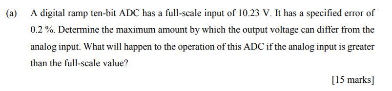 Solved (a) A digital ramp ten-bit ADC has a full-scale input | Chegg.com