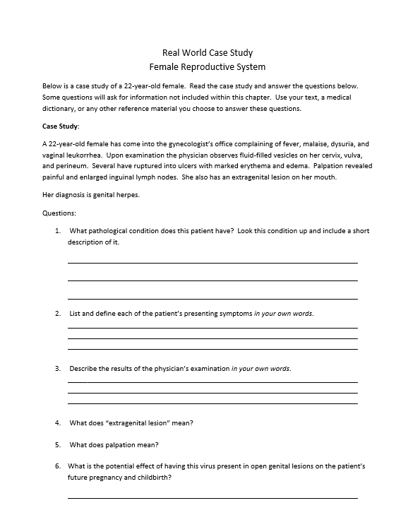 Solved Real World Case Study Female Reproductive System | Chegg.com