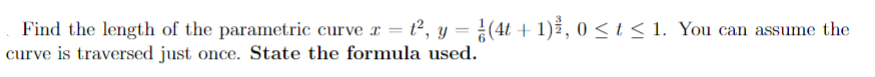Solved Find the length of the parametric curve | Chegg.com