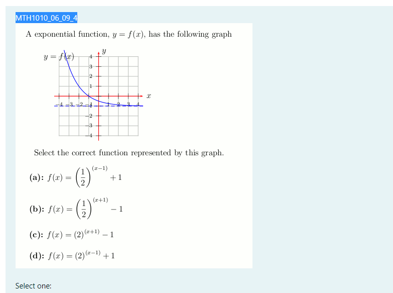 Solved MTH1010_06_09_4 A exponential function, y = f(x), has | Chegg.com