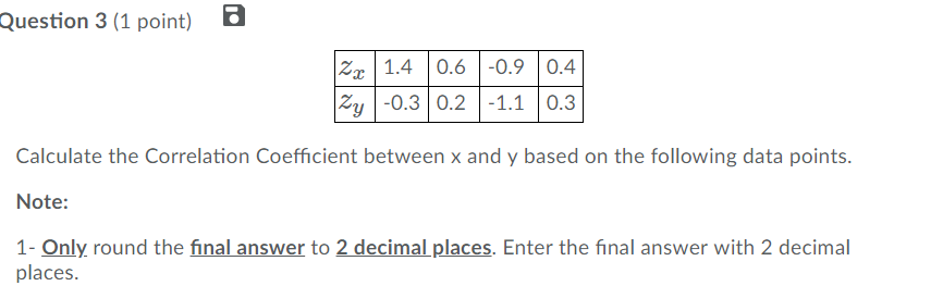 Solved Calculate the Correlation Coefficient between x and y | Chegg.com