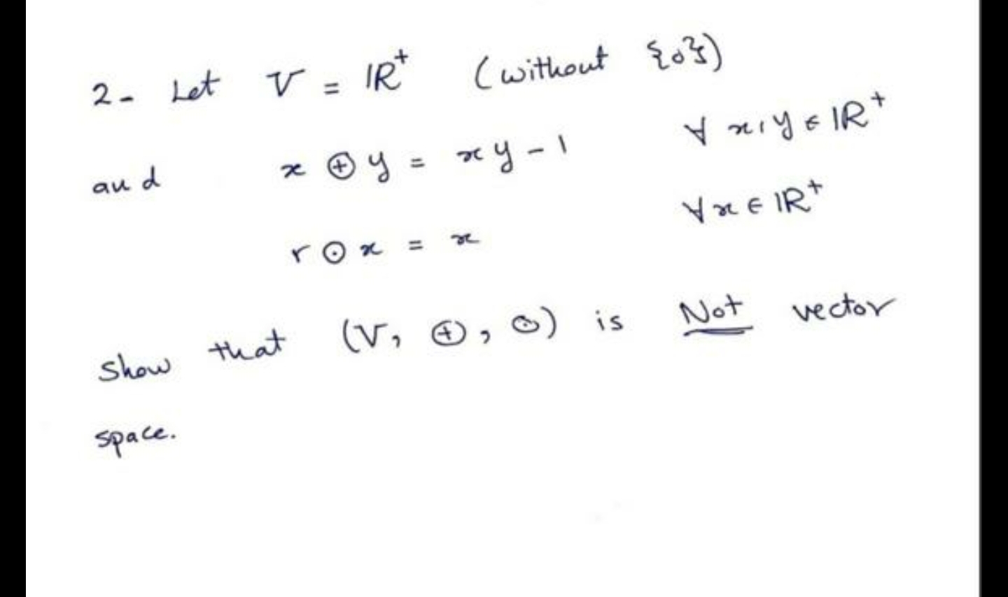 Solved 2- Let V=R+(without {0} ) and α | Chegg.com