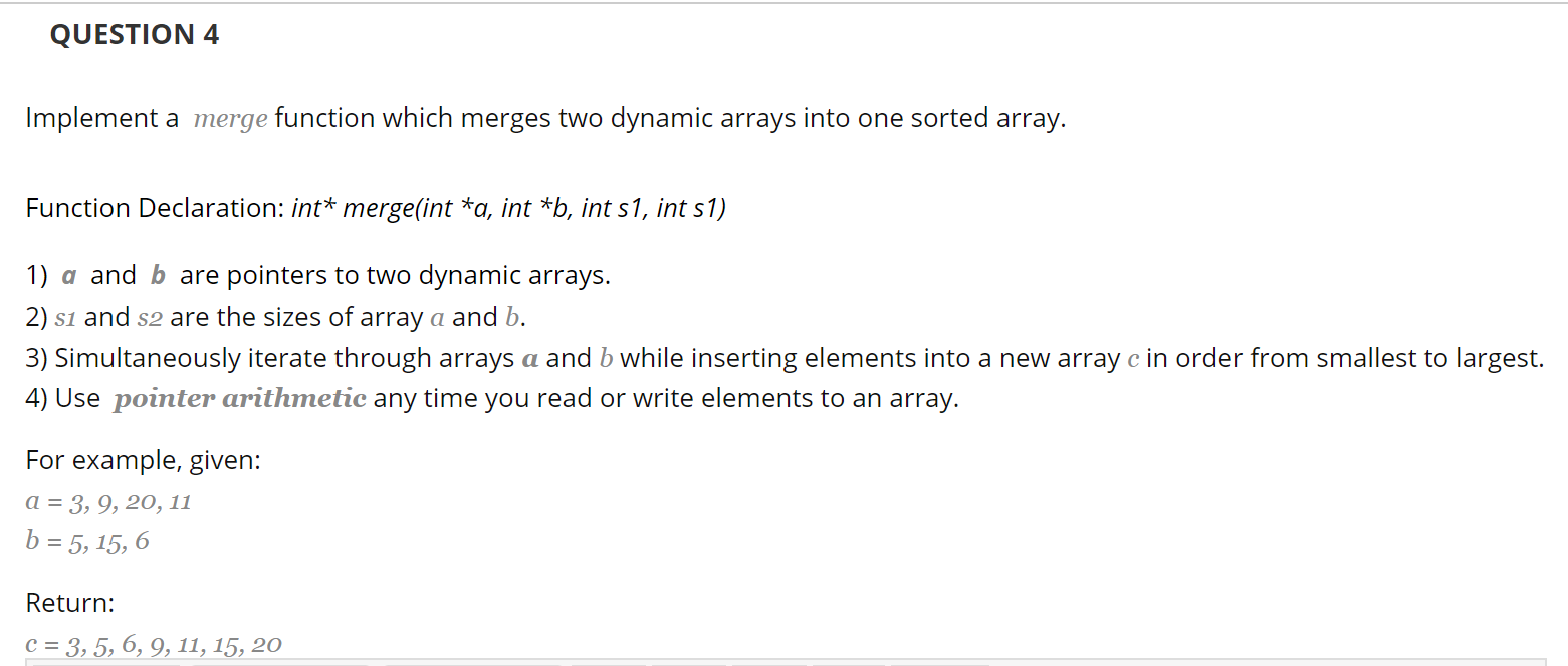 Solved Question 4 Implement A Merge Function Which Merges 7775