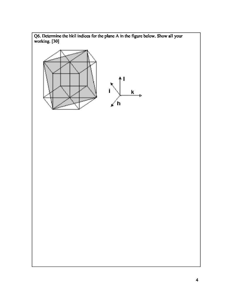 Solved Q6. Determine the hkil indices for the plane A in the | Chegg.com