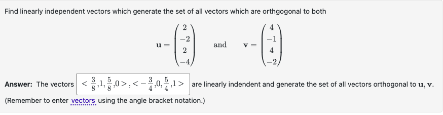 Solved Find linearly independent vectors which generate the | Chegg.com