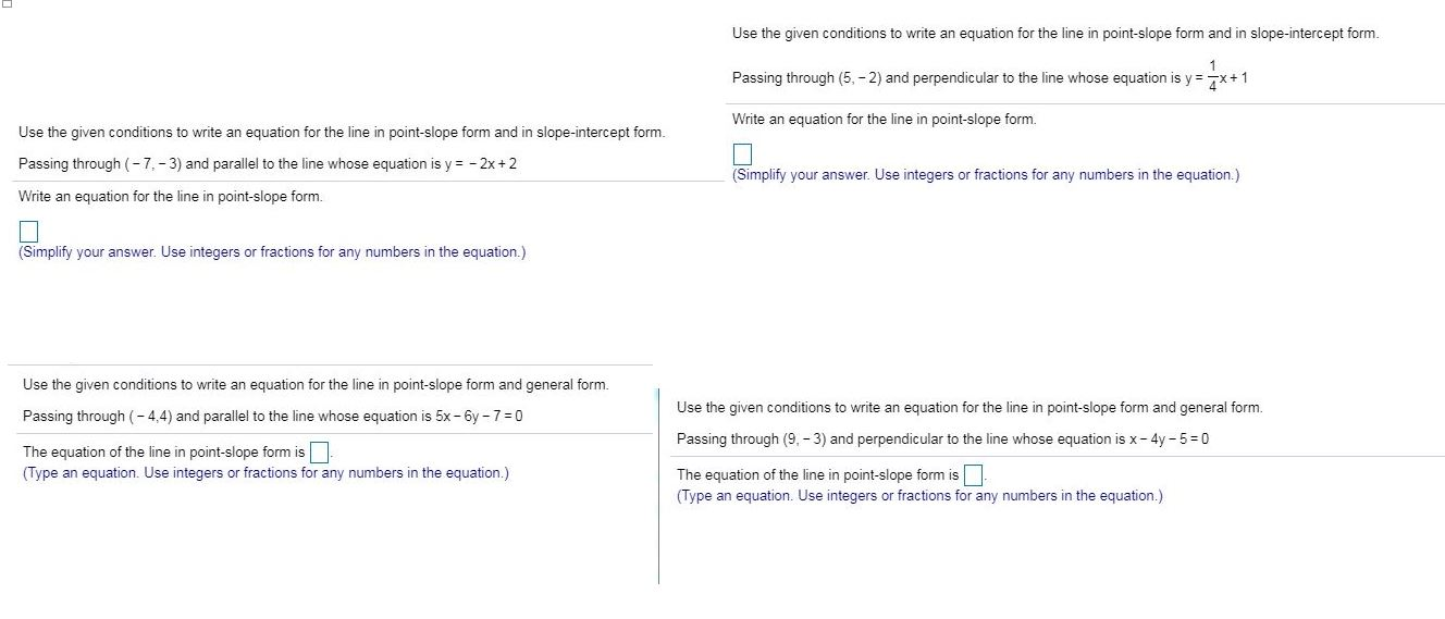 Solved Use the given conditions to write an equation for the | Chegg.com