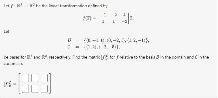 Solved Let f:R3→R2 ﻿be the linear transformation defined | Chegg.com