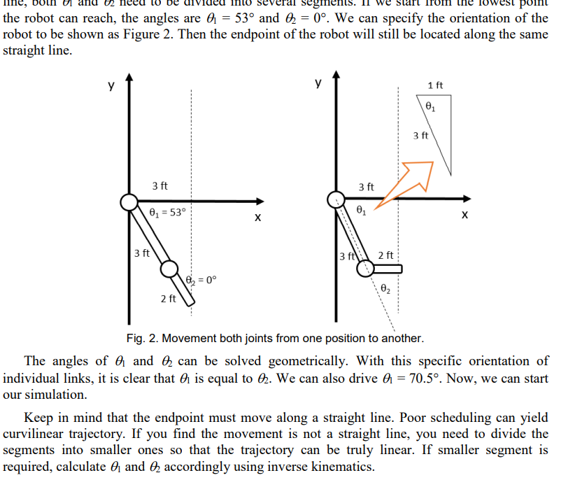 Solved the robot can reach, the angles are θ1=53∘ and θ2=0∘. | Chegg.com