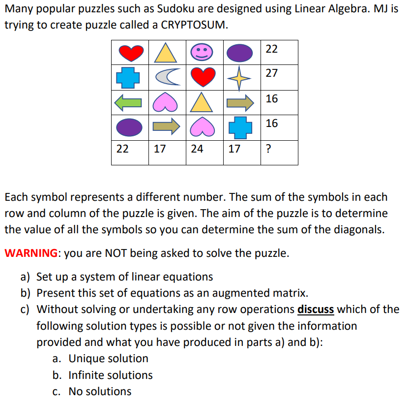 Solved Many popular puzzles such as Sudoku are designed | Chegg.com