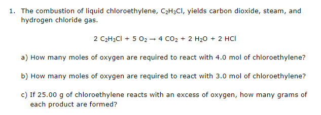 Solved The combustion of liquid chloroethylene, C2H3Cl, | Chegg.com
