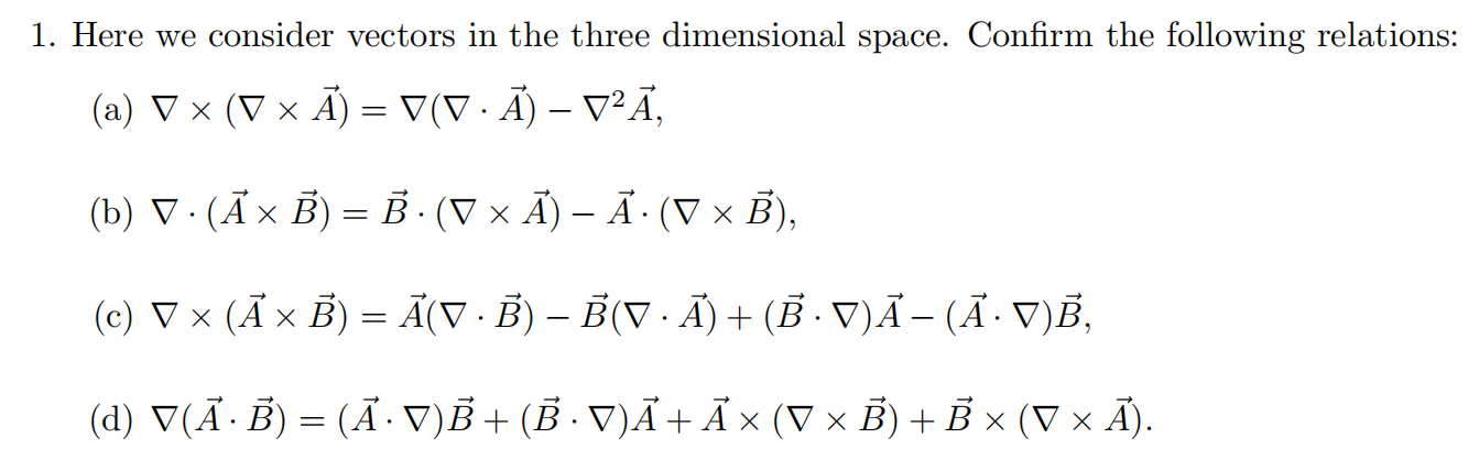 Solved 1. Here we consider vectors in the three dimensional | Chegg.com