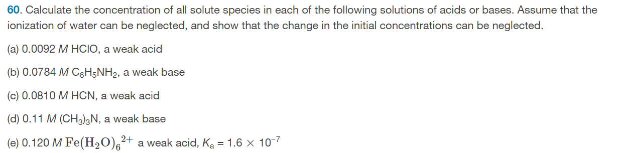 Solved 60. Calculate the concentration of all solute species | Chegg.com