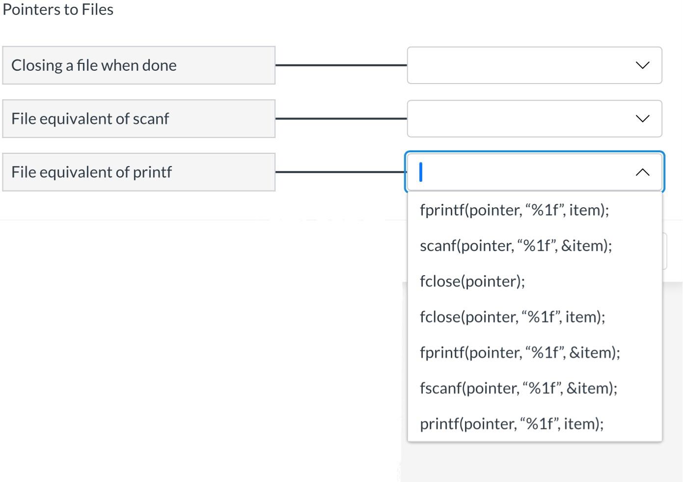 Solved Pointers to Files Closing a file when done v V File | Chegg.com
