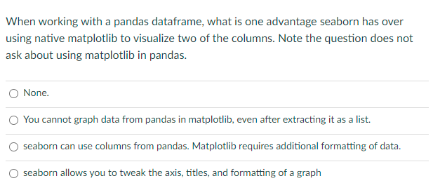 Solved When working with a pandas dataframe, what is one | Chegg.com
