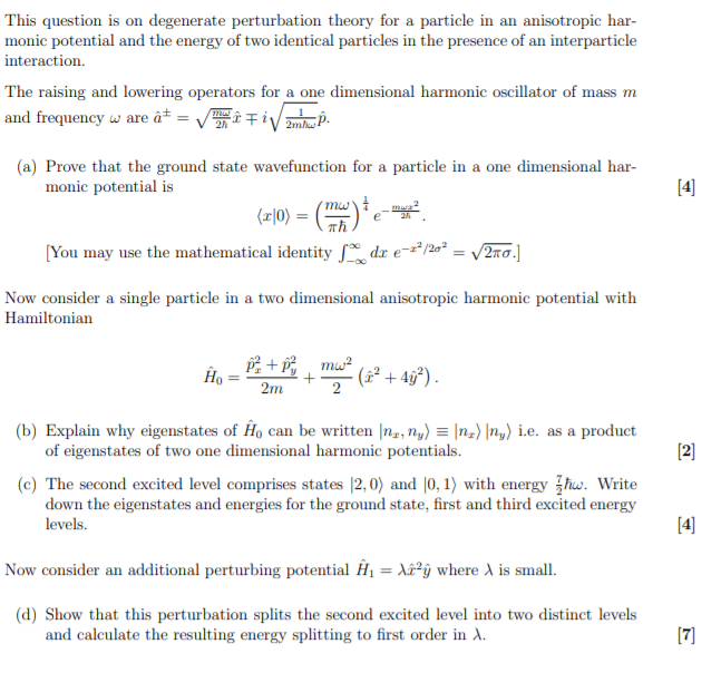 Solved This question is on degenerate perturbation theory | Chegg.com