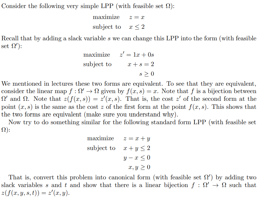 Solved Consider the following very simple LPP (with feasible | Chegg.com