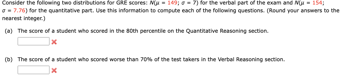 Solved Consider the following two distributions for GRE | Chegg.com