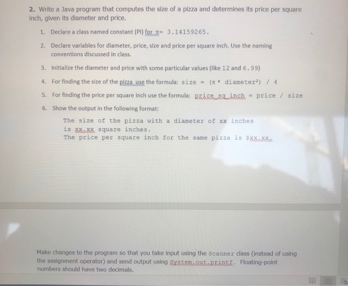 Solved 2. Write a Java program that computes the size of a | Chegg.com