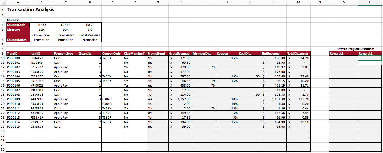 10. On the Transactions worksheet, in cell J10, | Chegg.com