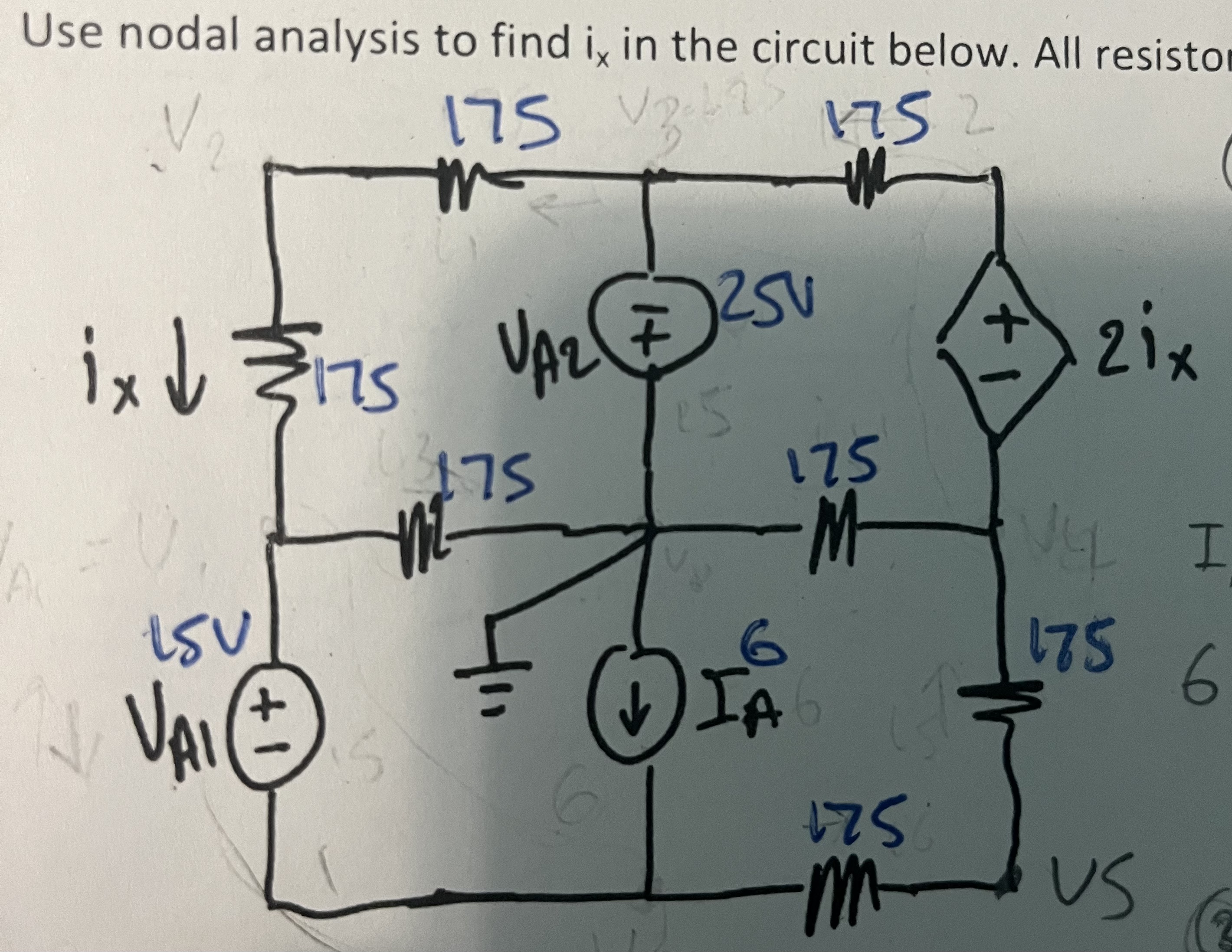 Solved Use nodal analysis to ﻿find ix in ﻿the circuit below. | Chegg.com