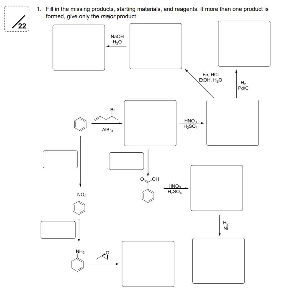 Solved : 1. Fill in the missing products, starting | Chegg.com