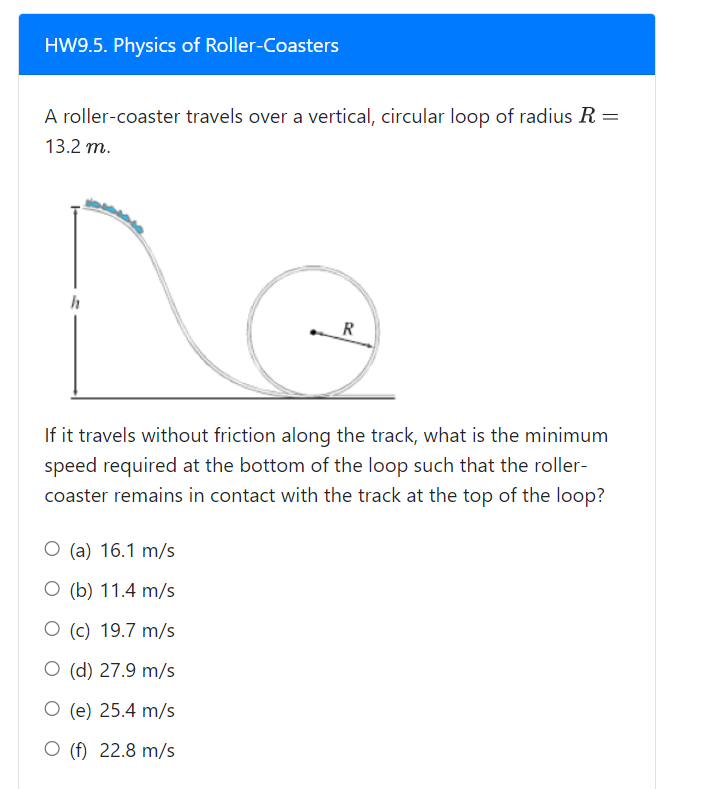Solved A roller-coaster travels over a vertical, circular | Chegg.com