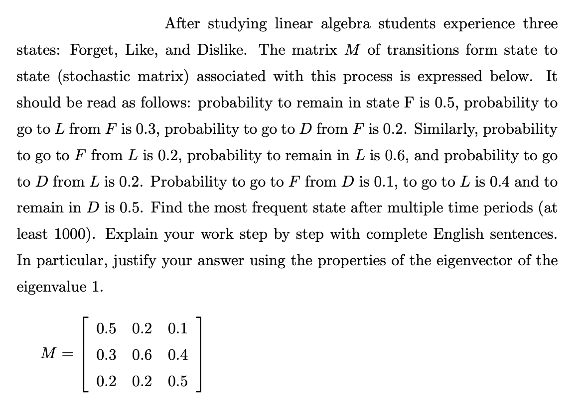 Solved After studying linear algebra students experience | Chegg.com