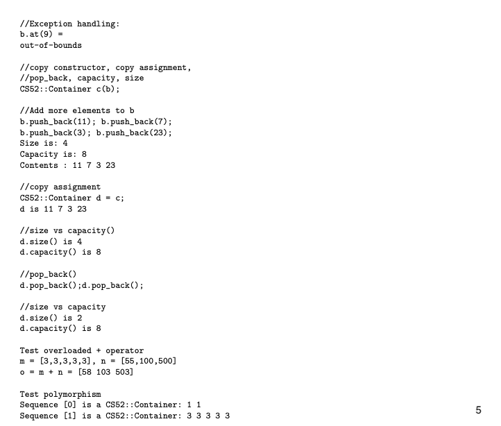 Solved Build An Integer Container Class Defined In Namespace 5603