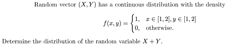 Solved Random vector (X, Y) has a continuous distribution | Chegg.com