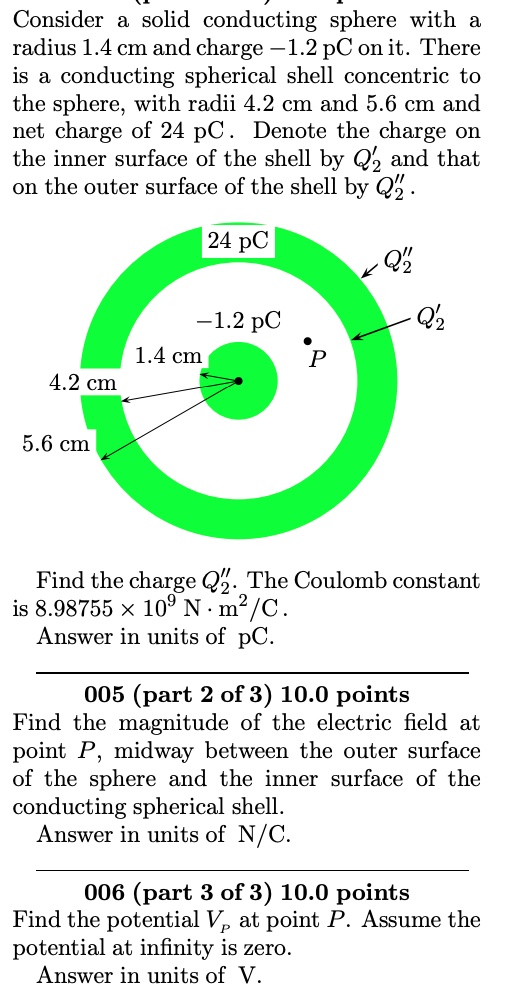 Solved Consider a solid conducting sphere with a radius 1.4 | Chegg.com