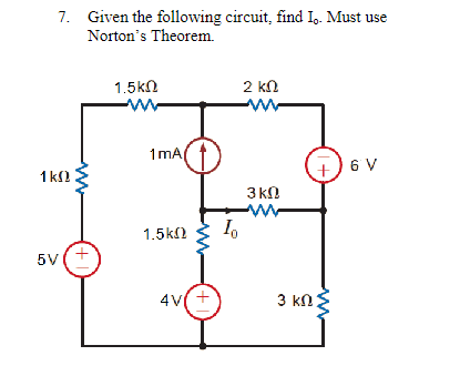 Solved 7. Given the following circuit, find I0. Must use | Chegg.com