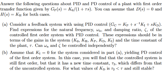 Solved Answer the following questions about PID and PD | Chegg.com