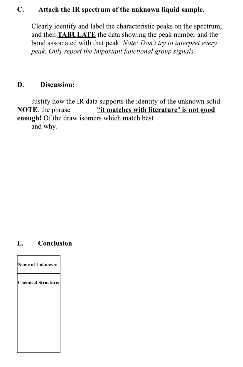 Solved c. Attach the IR spectrum of the unknown liquid | Chegg.com