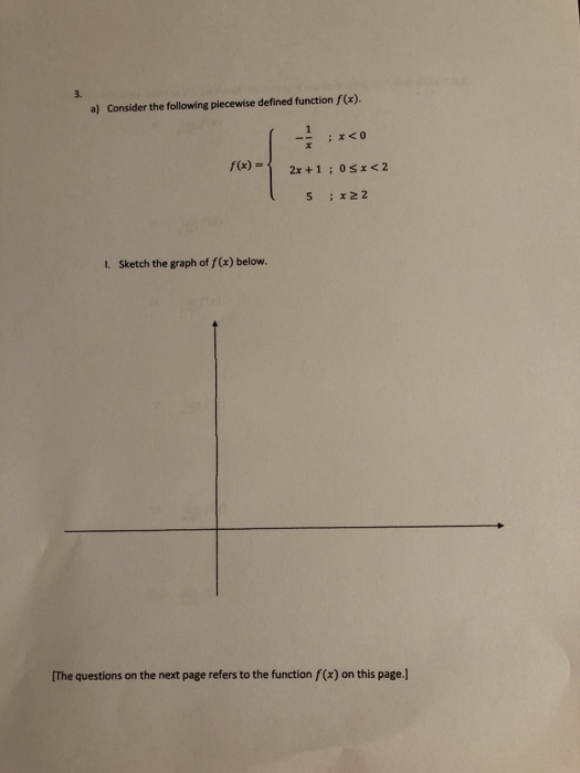 Solved 3. a) Consider the following piecewise defined | Chegg.com
