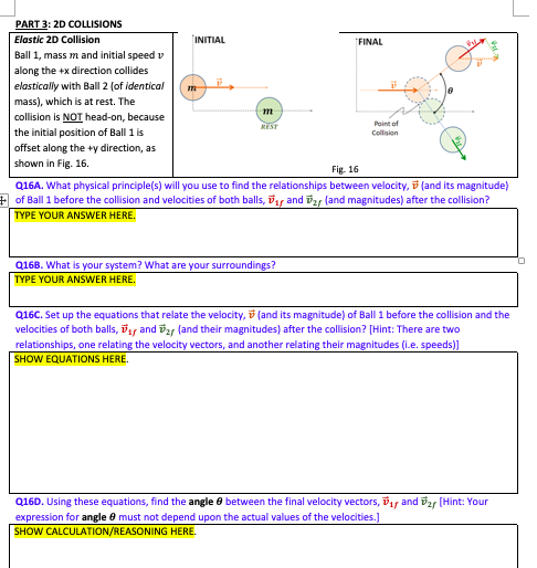 Solved PART 3: 2D COLLISIONS Elastic 2D Collision Ball 1, | Chegg.com