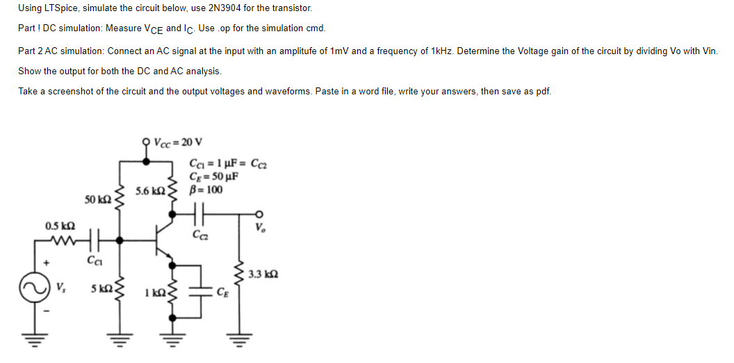 Solved Using LTSpice, simulate the circuit below, use 2 | Chegg.com