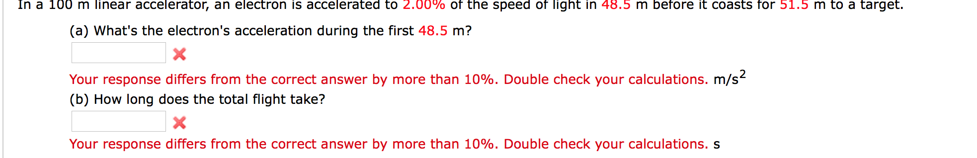 Solved In a 100 m linear accelerator, an electron is | Chegg.com
