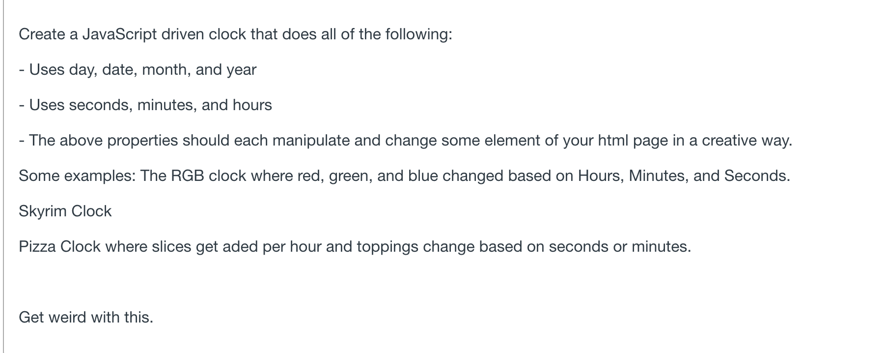 Solved Create A Javascript Driven Clock That Does All Of The 4575