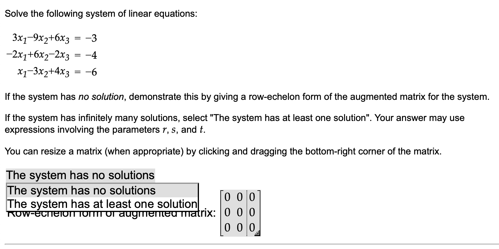 Solved Solve the following system of linear equations: | Chegg.com