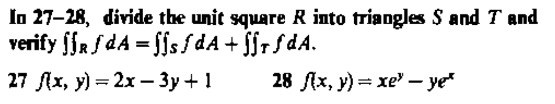 Solved lo 27–28, divide the unit square R into triangles S | Chegg.com