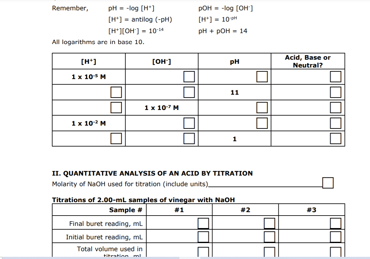 Solved Remember, pH = -log [H+] [H+] = antilog (-pH) | Chegg.com