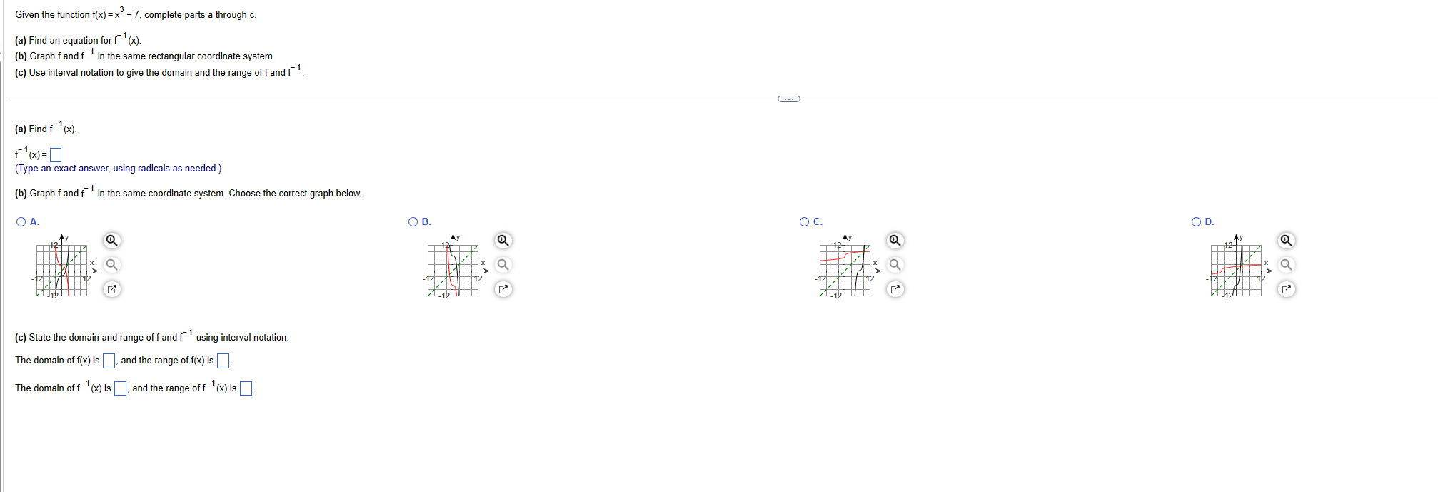 Solved Given The Function F X X3−7 Complete Parts A