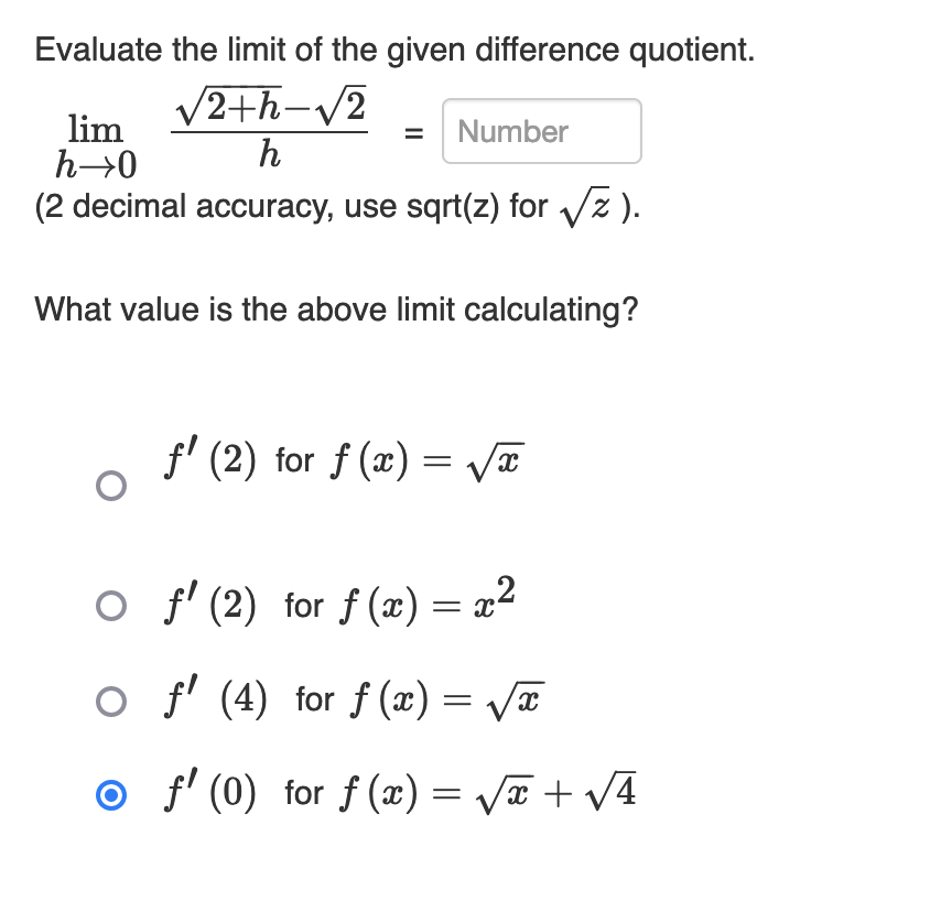 Solved Evaluate the limit of the given difference quotient. | Chegg.com