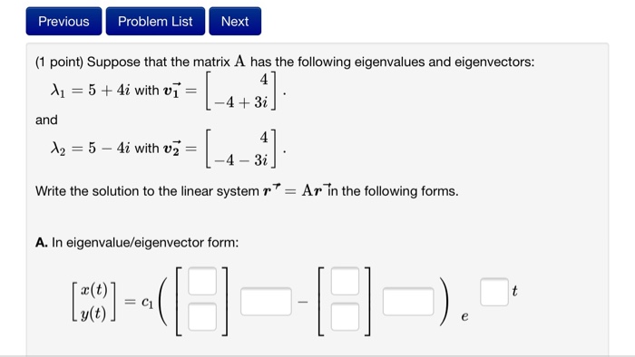 Solved Previous Problem List Next 4i with vi and 4i with v2 | Chegg.com