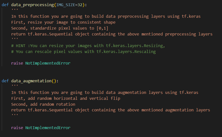Solved def data_preprocessing(IMG_SIZE=32): In this function | Chegg.com Solved def data_preprocessing(IMG_SIZE=32): In this function | Chegg.com