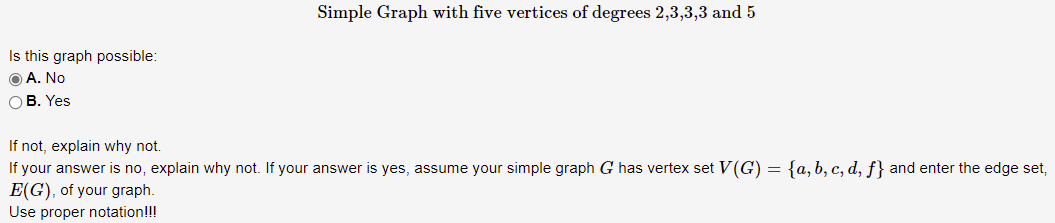 Solved Simple Graph with five vertices of degrees 2,3,3,3 | Chegg.com