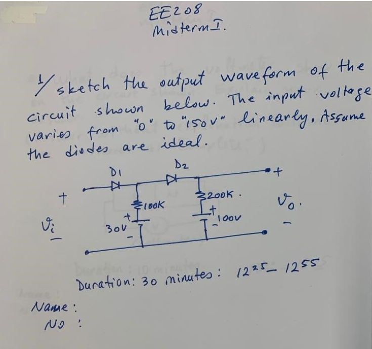 Solved 1 sketch the output waveform of the circuit shown | Chegg.com