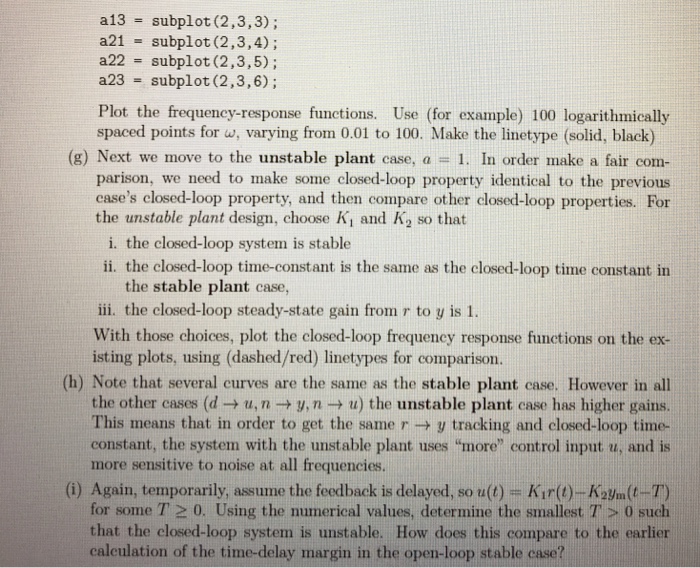 1. Design Problem (stable plant/unstable plant): | Chegg.com